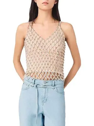 Maje Lakoya Beaded Top - Ecru
