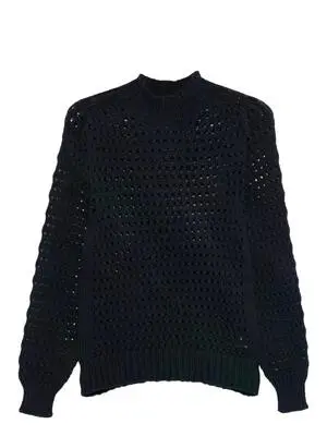 ALPHATAURI Long Sleeve Crochet Knit Sweater - Blue