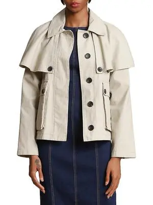 Avec Les Filles Cotton Cape Jacket - Limestone
