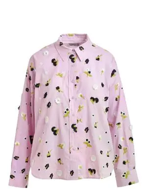 Essentiel Antwerp Flower-embroidered Button-up Shirt - Pink