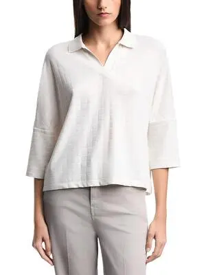 Emporio Armani Jersey Jacquard Polo Top - Warm White