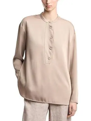 Emporio Armani Crepe Twill Long Sleeve Shirt - Dune