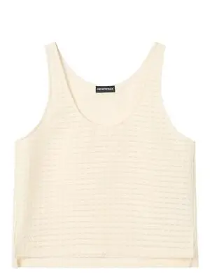 Emporio Armani Vichy 3D Jacquard Tank Top Vanilla