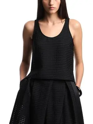 Emporio Armani Vichy 3D Jacquard Tank Top Black