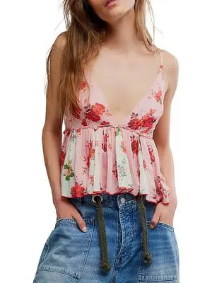 Free People Tillie Peplum Hem Top - Pink Combo