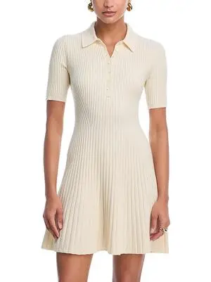 Paige Olie Ribbed Knit Polo Dress - Ecru