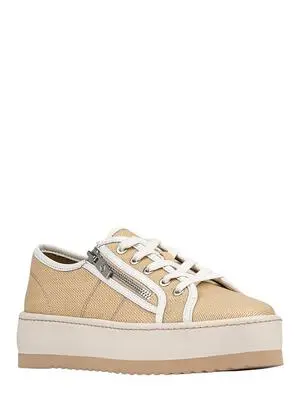 DONALD PLINER Fatima Platform Sneakers With Zip Detail - Natural