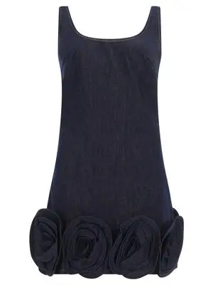 SELF-PORTRAIT Mini Dress With Floral Details - Blue