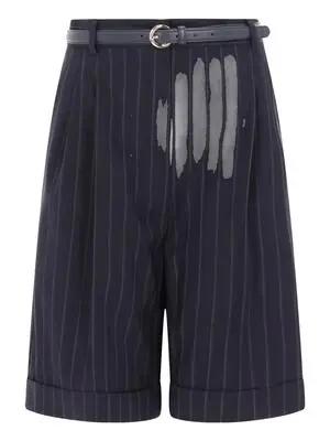 Max Mara Wool Bermuda Shorts With Belt - Blue