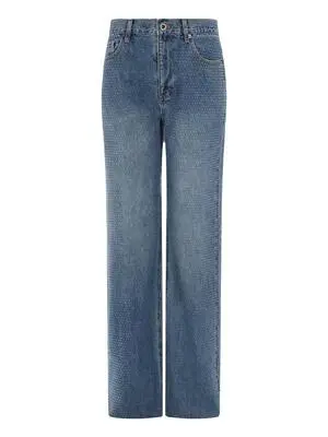 SELF-PORTRAIT Rhinestone Embellished Jeans - Blue