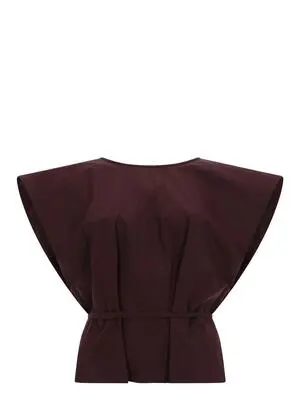 ALYSI Sleeveless Top With Belt - Brown