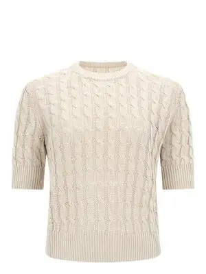 Max Mara Braided Linen Knit Top - Beige