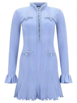 SELF-PORTRAIT Mini Dress With Beads - Blue