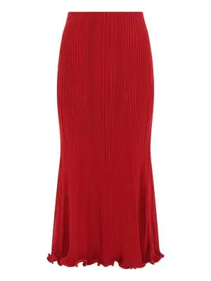 SELF-PORTRAIT Viscose Midi Skirt - Red