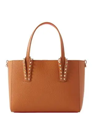 CHRISTIAN LOUBOUTIN Cabata Mini Spiked Textured-leather Tote - Brown