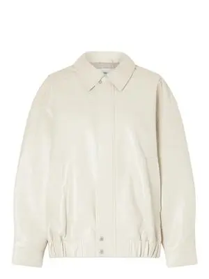 AGOLDE Aston Recycled Leather-blend Bomber Jacket - Neutrals