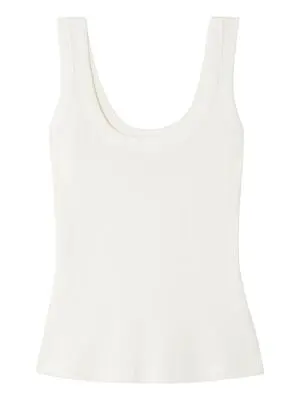 Citizens Of Humanity Faye Ribbed Stretch Organic Cotton And Tencel Lyocell-blend Tank - Neutrals