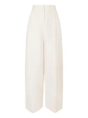 Loro Piana Lodger Linen And Wool-blend Wide-leg Pants - Neutrals