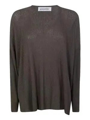 GENTRYPORTOFINO V-neck Knitted Top - Grey