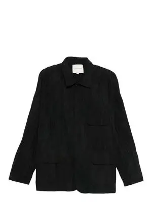 GONGDID DESIGN Textured Pocketed Shirt Jacket - Black