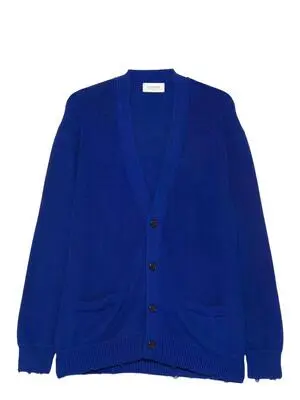 LANEUS Notched-pocket Cardigan - Blue