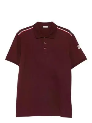 Moncler Tricolour-trim Cotton-piqué Polo Shirt - Red