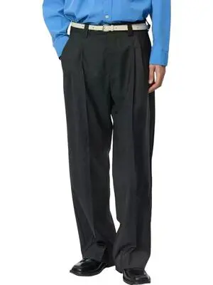 MFPEN Check Pleated Trousers - Grey