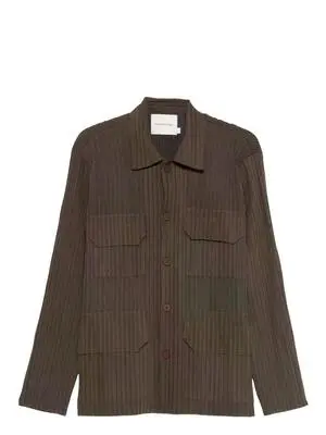 GONGDID DESIGN Pocketed Textured Shirt - Brown