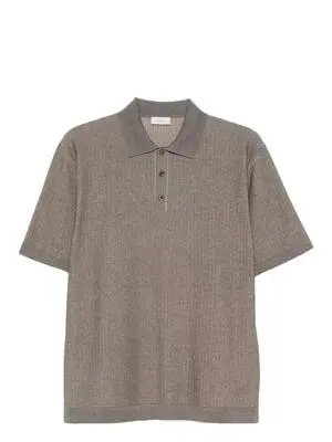 Agnona Textured Polo Shirt Neutrals