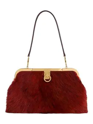 Dolce & Gabbana Amanda Handbag In Sheepskin And Crocodile Leather - Red