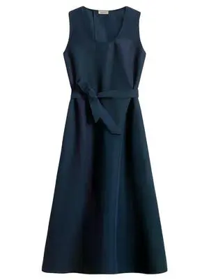 Woolrich Belted Round-Neck Midi Dress Blue