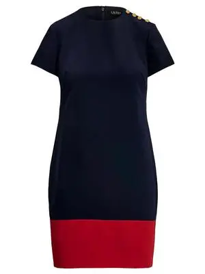 Ralph Lauren Button Colour-block Mini Dress - Blue