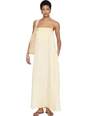 ANINE BING Mae Dress Silk Blend Maxi Slip Dress - Butter Yellow