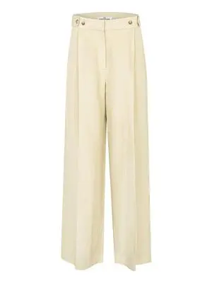 DI STAVNITSER Dahlia Mid-rise Linen-silk Wide-leg Pants - Neutral