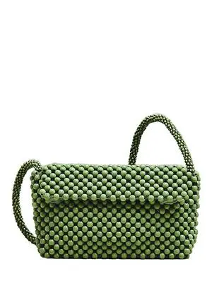 Anthropologie By Anthropologie Fiona Wood Beaded Shoulder Bag Mint