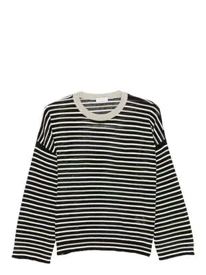 Brunello Cucinelli Striped Crew Neck Sweater - Black