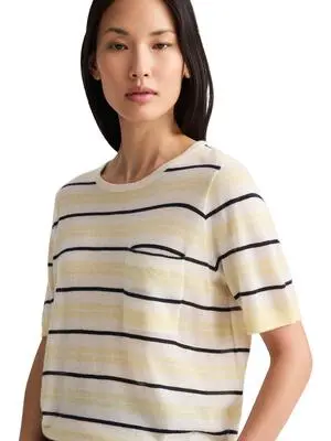 TWP Striped Cashmere Tee - Ivory Multi