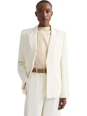 TWP Coated Viscose Linen Her Fit Blazer - Bone