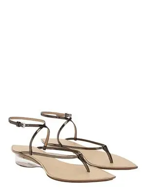 Alaïa Glossy Patent Leather Criss-cross Wedge Sandals - Metallic