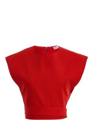 Alaïa Belted Cotton Top - Orange