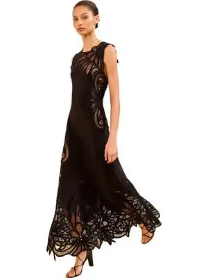 Ulla Johnson Idra Lace Applique Maxi Dress - Noir