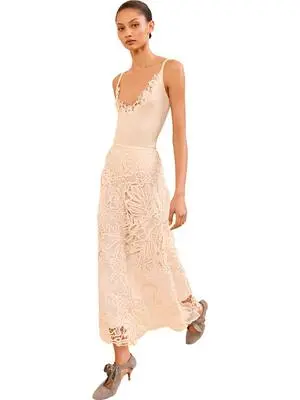 ULLA JOHNSON Gallina Corded Lace Midi Skirt