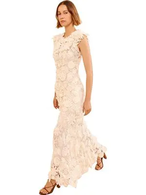 Ulla Johnson Anita Hand Crochet Maxi Dress Pearled Ivory