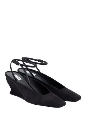 Alaïa Wave Suede Wedges - Black