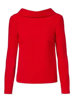 Roland Mouret Crêpe Peplum Top With Zipped Cuffs - Red