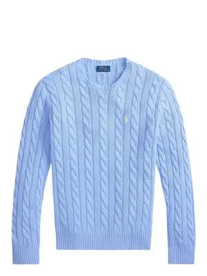 Polo Ralph Lauren Cable Knit Crewneck Sweater With Logo - Blue