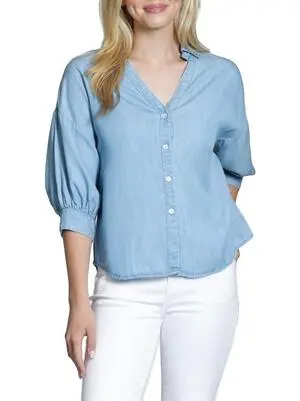 APNY Blouson Sleeve Woven Shirt - Light Indigo