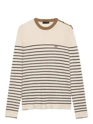 Prada Striped Linen And Cotton Sweater - Neutral