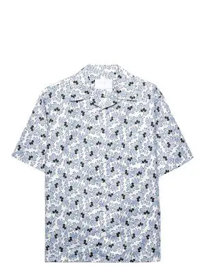 Prada Printed Cotton Blend Bowling Shirt Neutral
