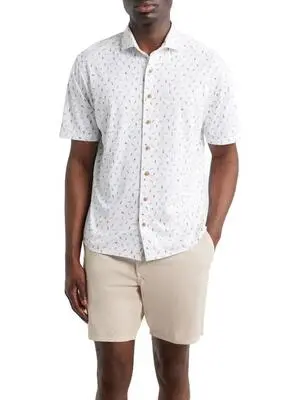 Johnnie-o Shortboard Knit Short Sleeve Button-up Shirt - White